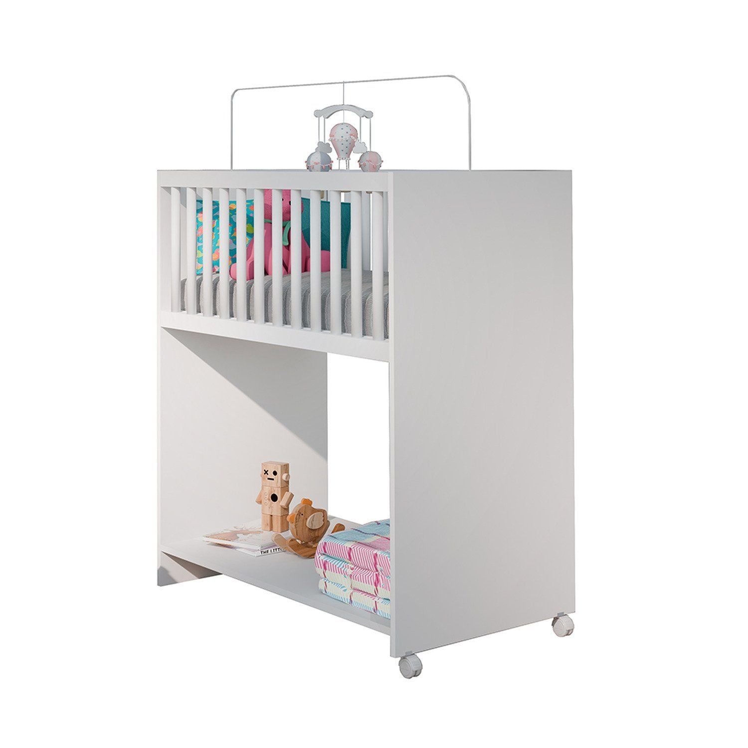 Mini Berço Baby 2 em 1 com Colchão Branco