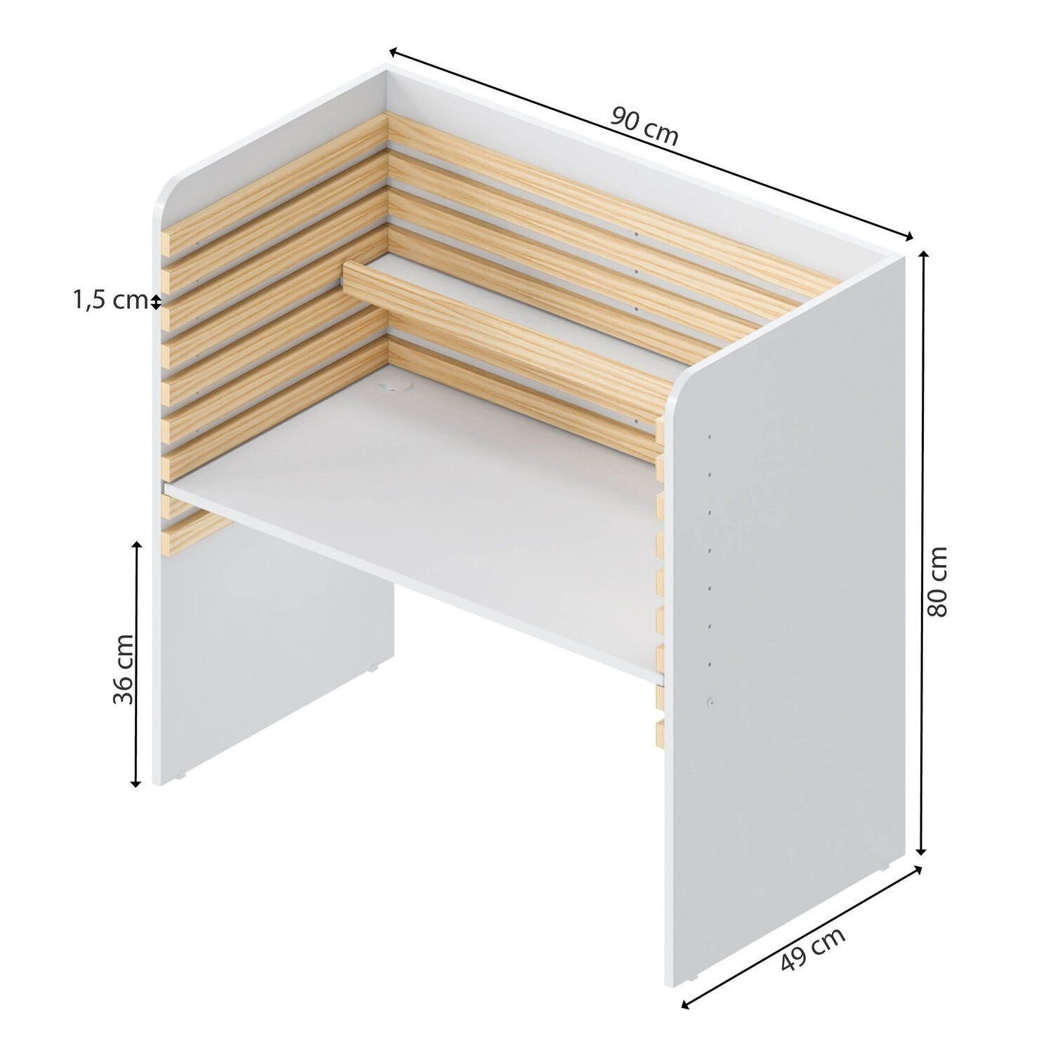 Escrivaninha Infantil e Juvenil Evolutiva wave Casatema Branco/Natural - CASATEMA