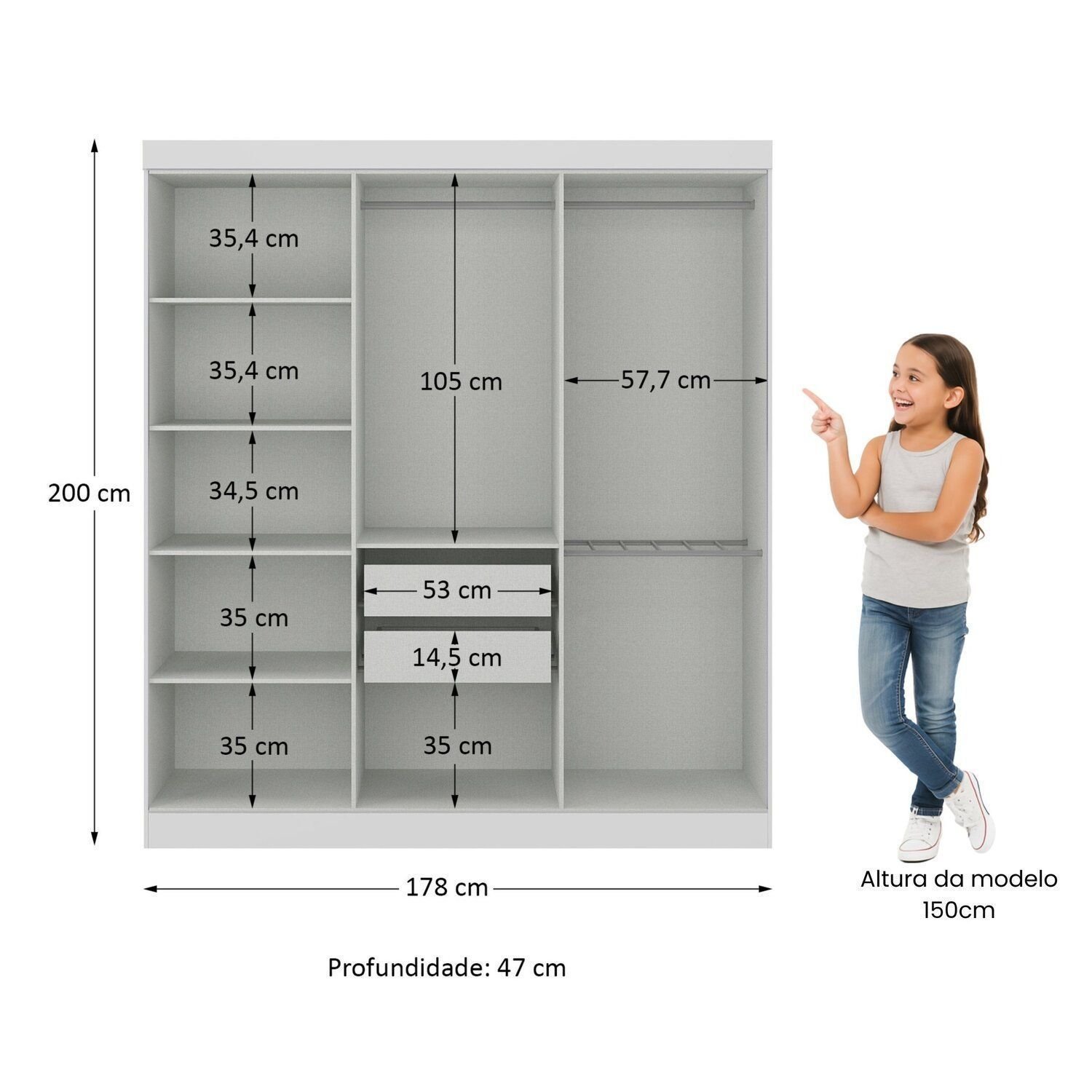Guarda-roupa Infantil 6 Portas Ravi Branco