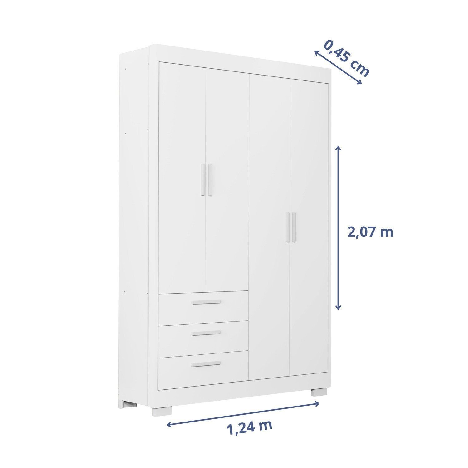 Guarda-roupa para Quarto de Bebê Zaki Branco Fosco