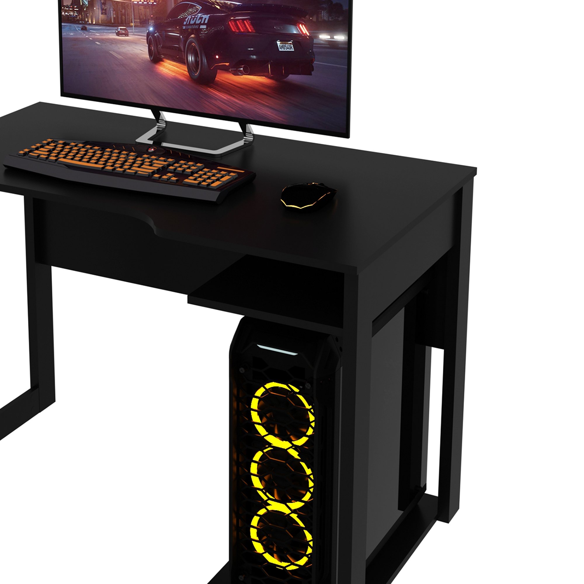 Mesa Gamer com e Porta CPU ME4161 1 Prateleira 105cm Preto Preto