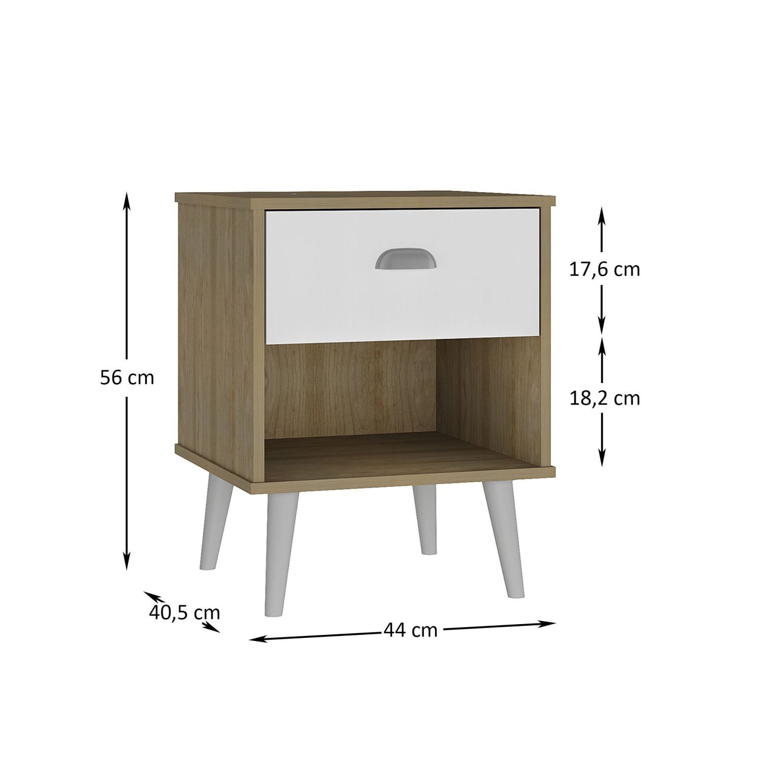 Mesa de Cabeceira 1 Gaveta 1 Nicho Sonhar Hecol Móveis Avelã TX/Branco TX