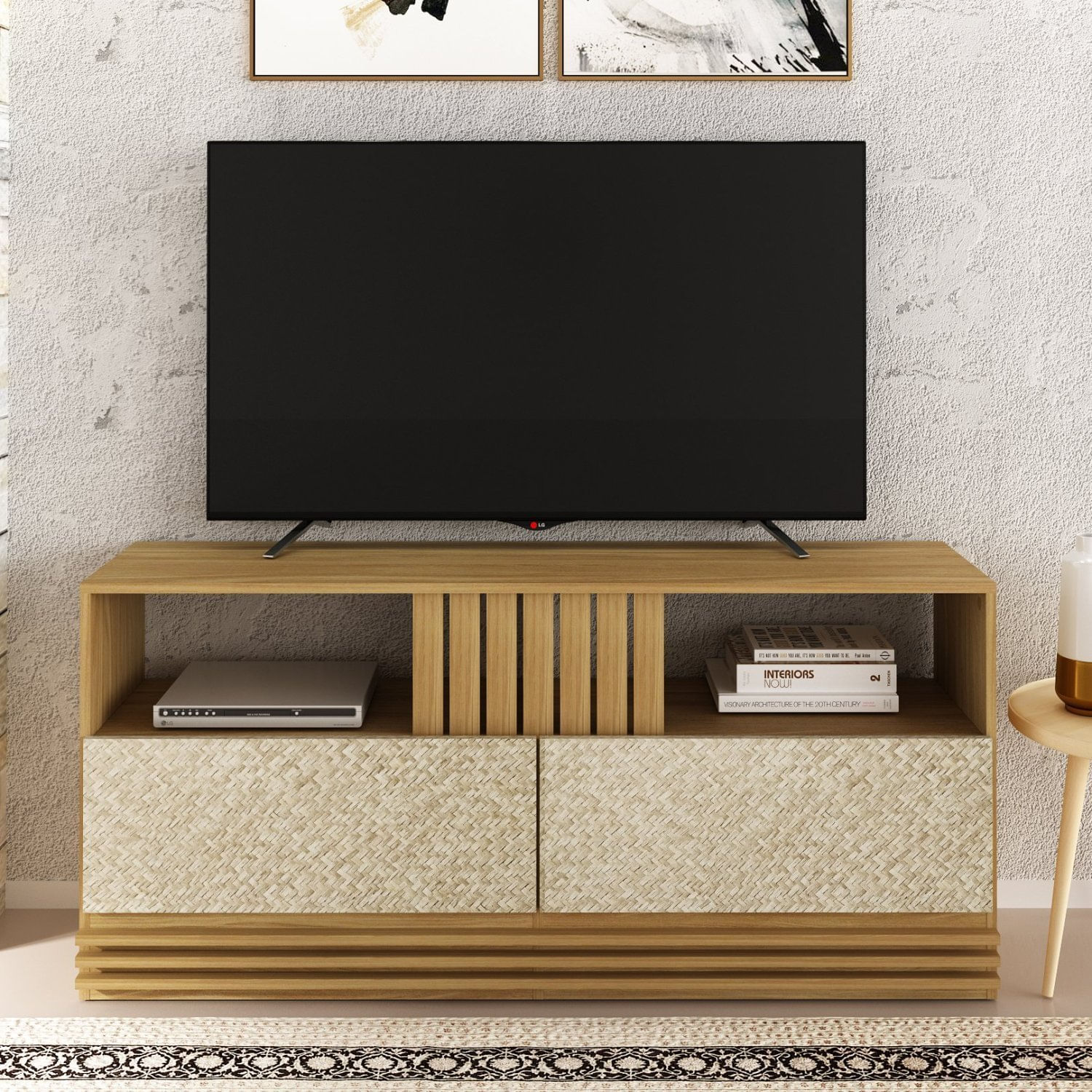 Rack Para Tv Até 42 Polegadas 2 Gavetas R1479 136Cm Natural/Palha