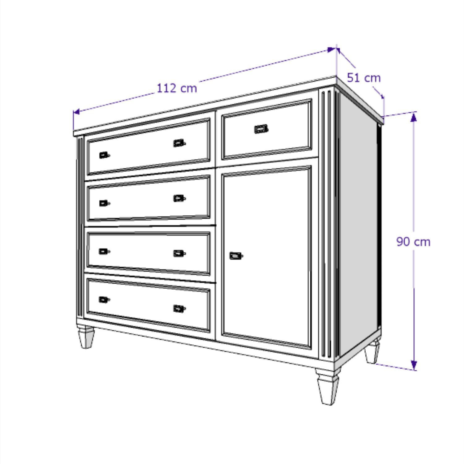 Cômoda Infantil 5 Gavetas 1 Porta Tudor Verde - CASATEMA