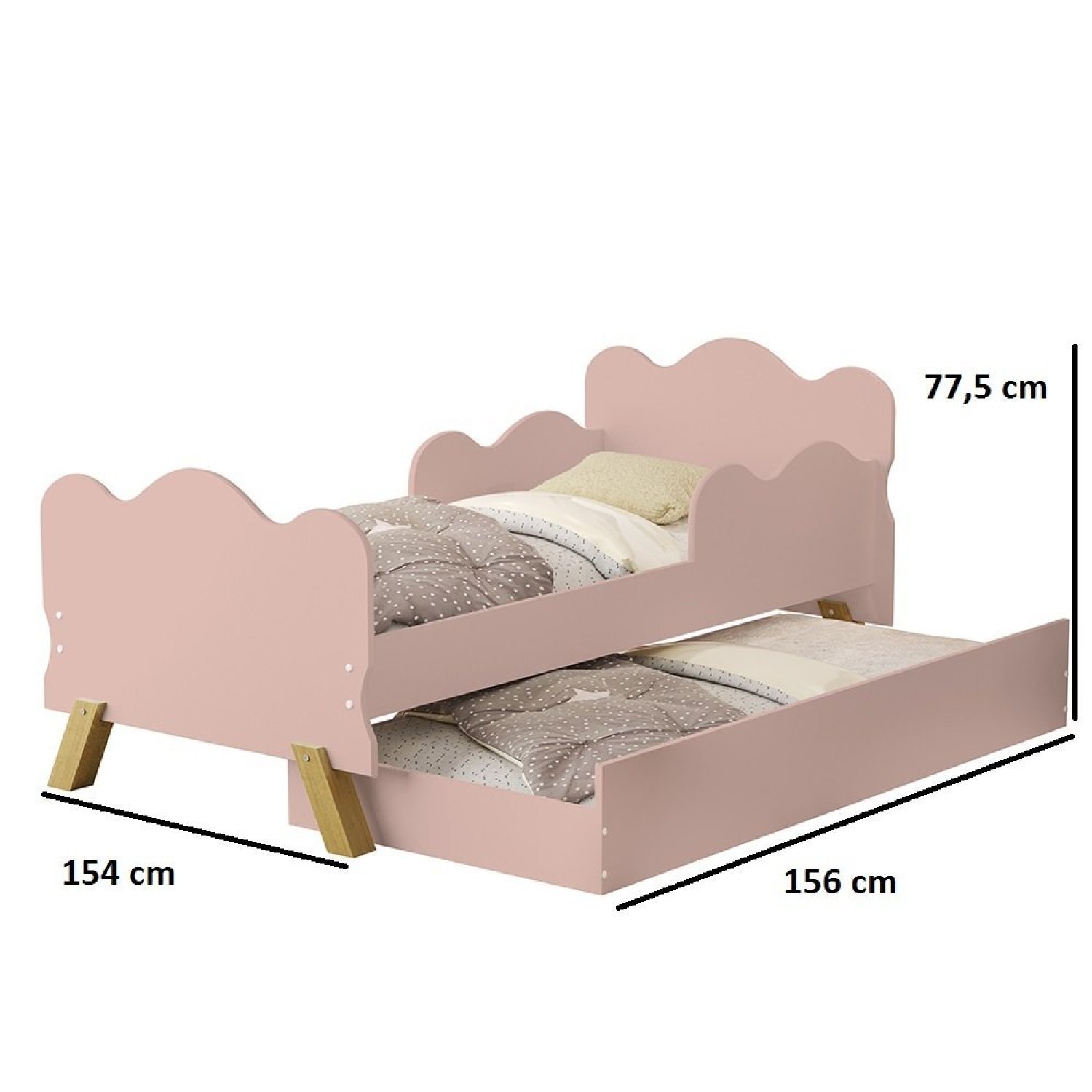 Mini Cama Angel com Auxiliar em Mdf Rose