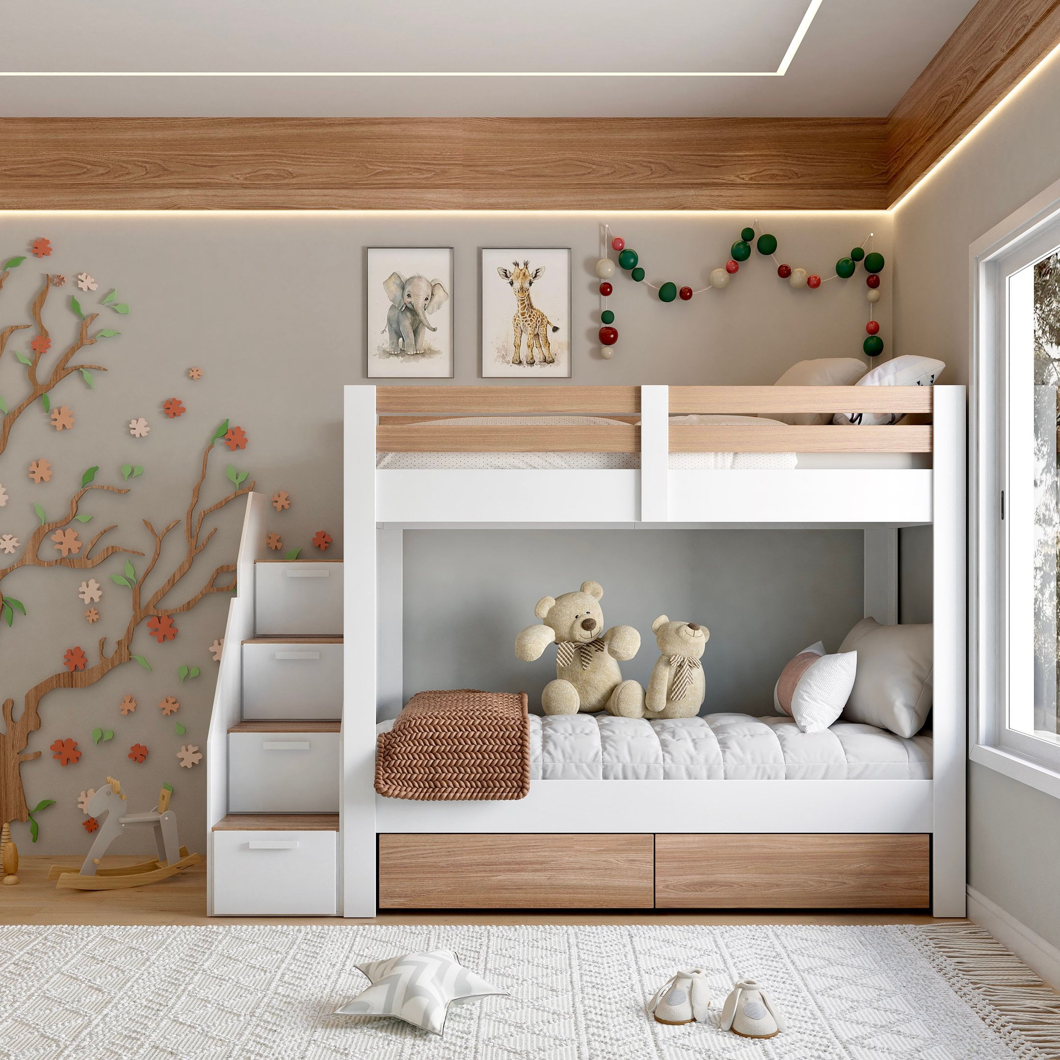 Beliche Infantil/juvenil 2 Gavetões e Escada com 4 Nichos Star Plus ...