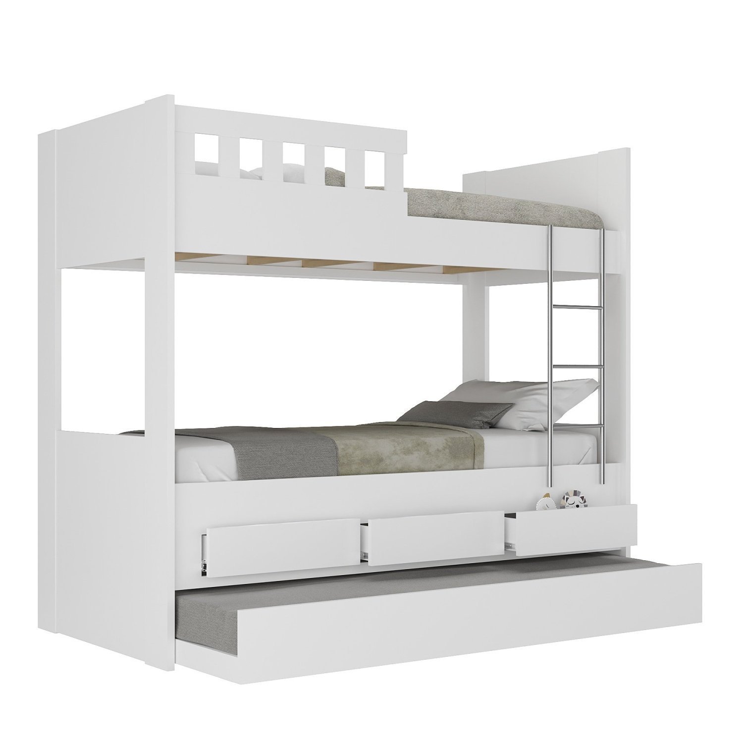Treliche Infantil/Juvenil com 3 Gavetas 100% MDF Branco