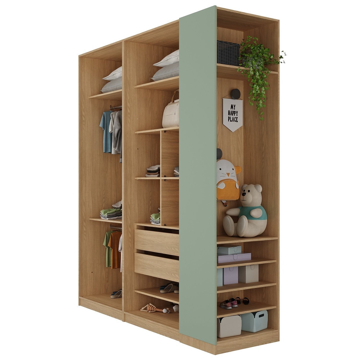 Guarda Roupa Modulado Infantil 3 Peças 2 Gavetas Joy Kids CabeCasa ...