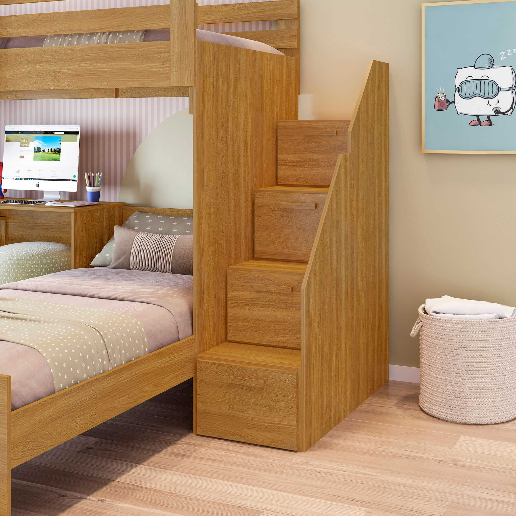Beliche Star Office Infantil/ Juvenil Multifuncional com Escrivaninha ...