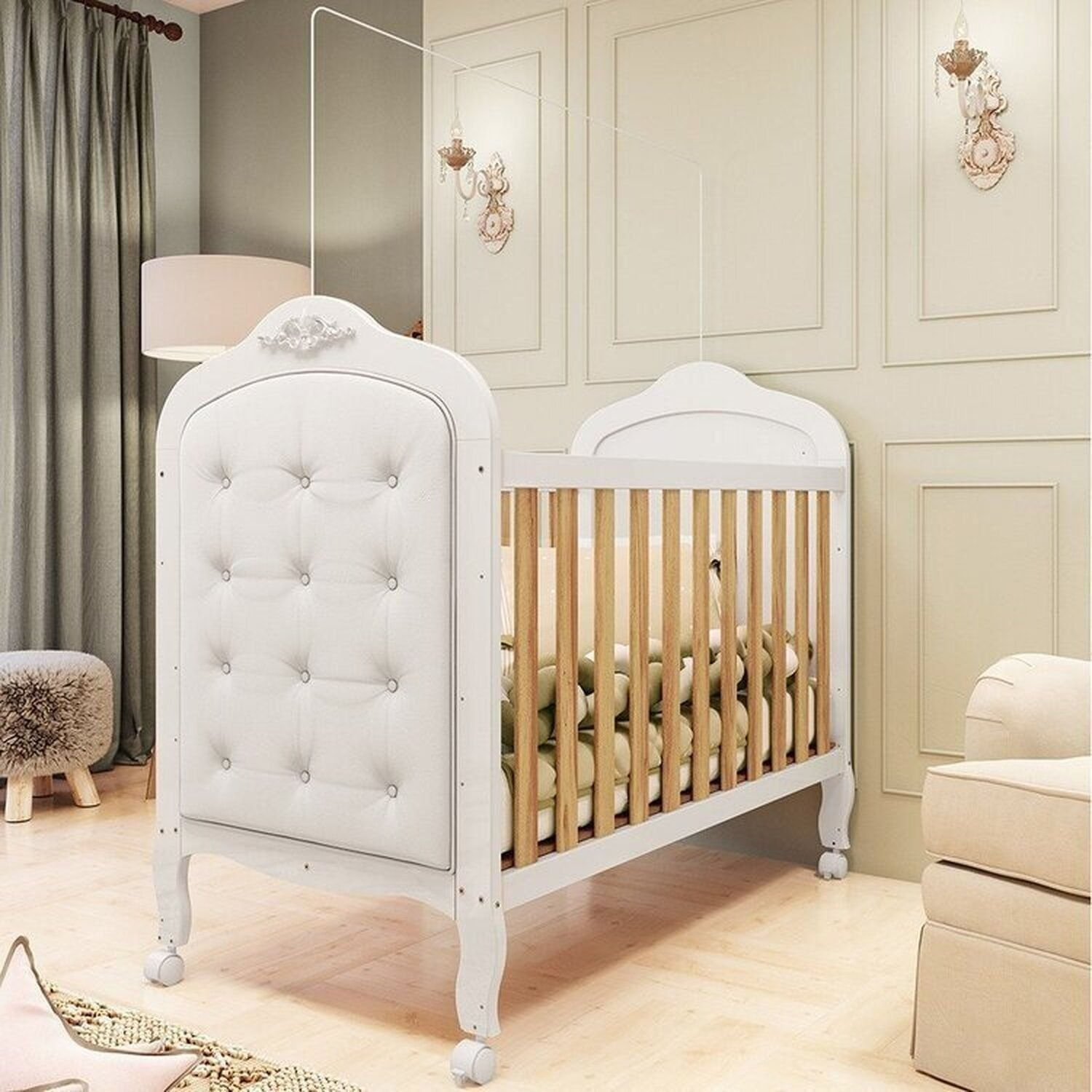 Berço Mini Cama 3 em 1 com Capitonê 100% Mdf Maya Espresso Móveis ...