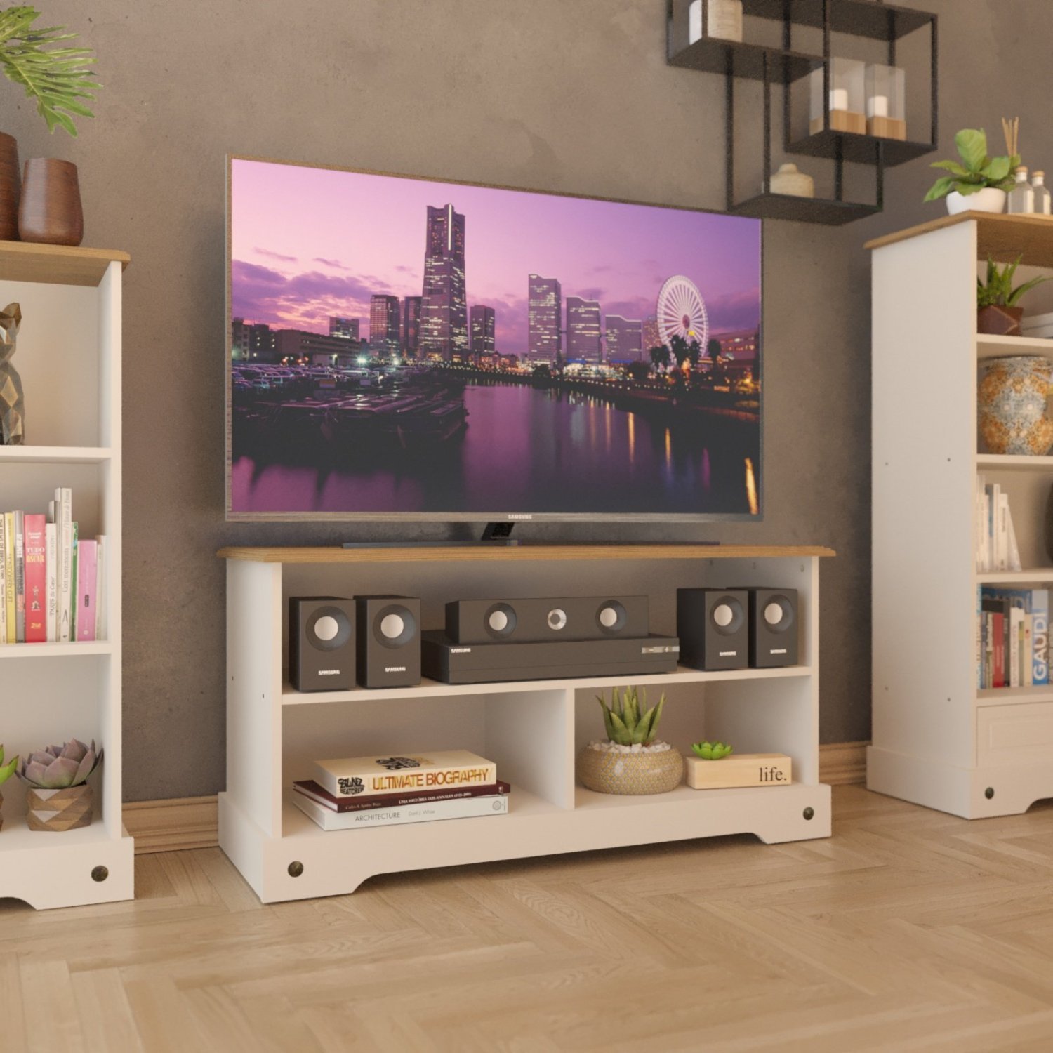 Rack para TV até 42 Polegadas Smile Creme/Carvalho