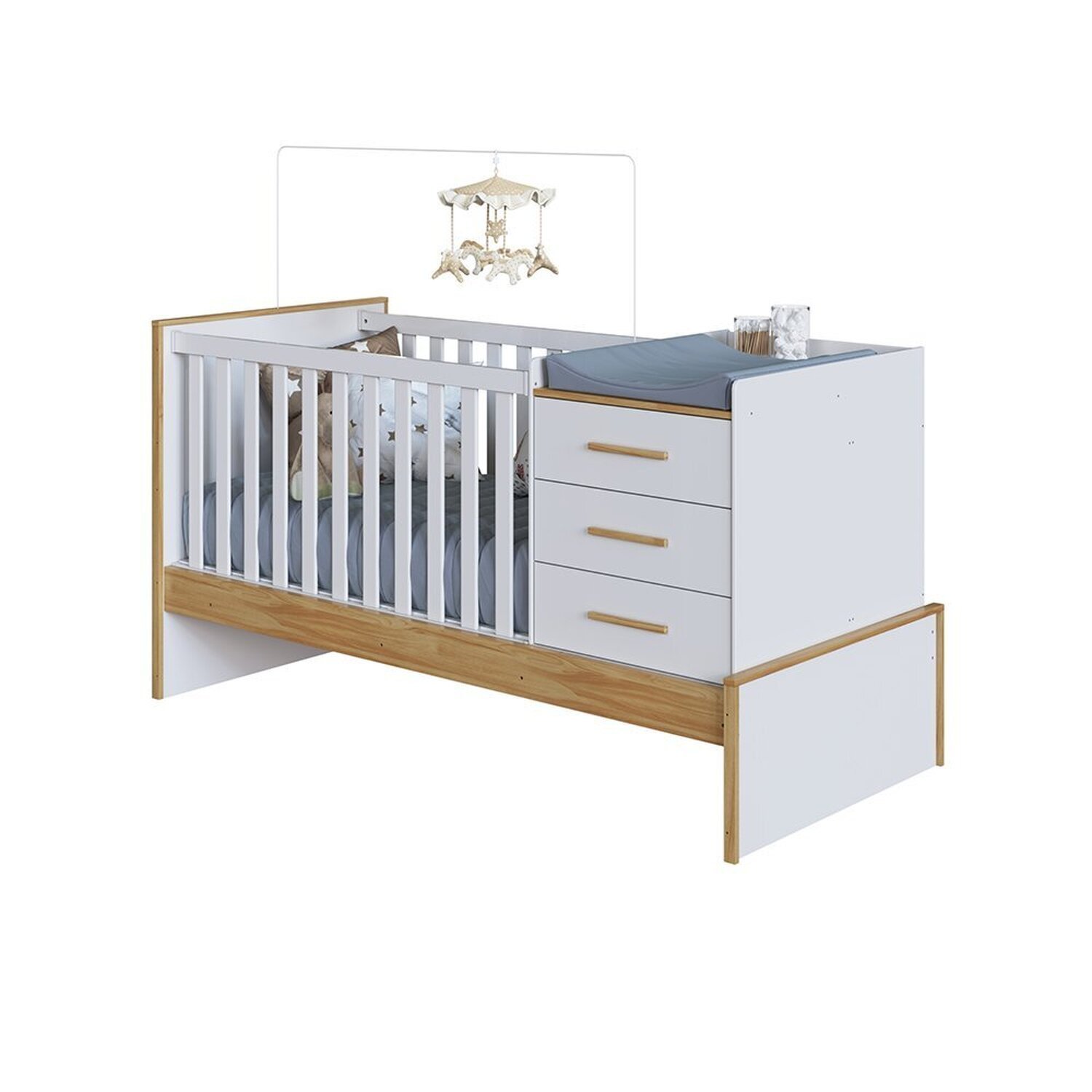 Berço Multifuncional 4 em 1 com 3 Gavetas Yan 100% Mdf Espresso Móveis ...